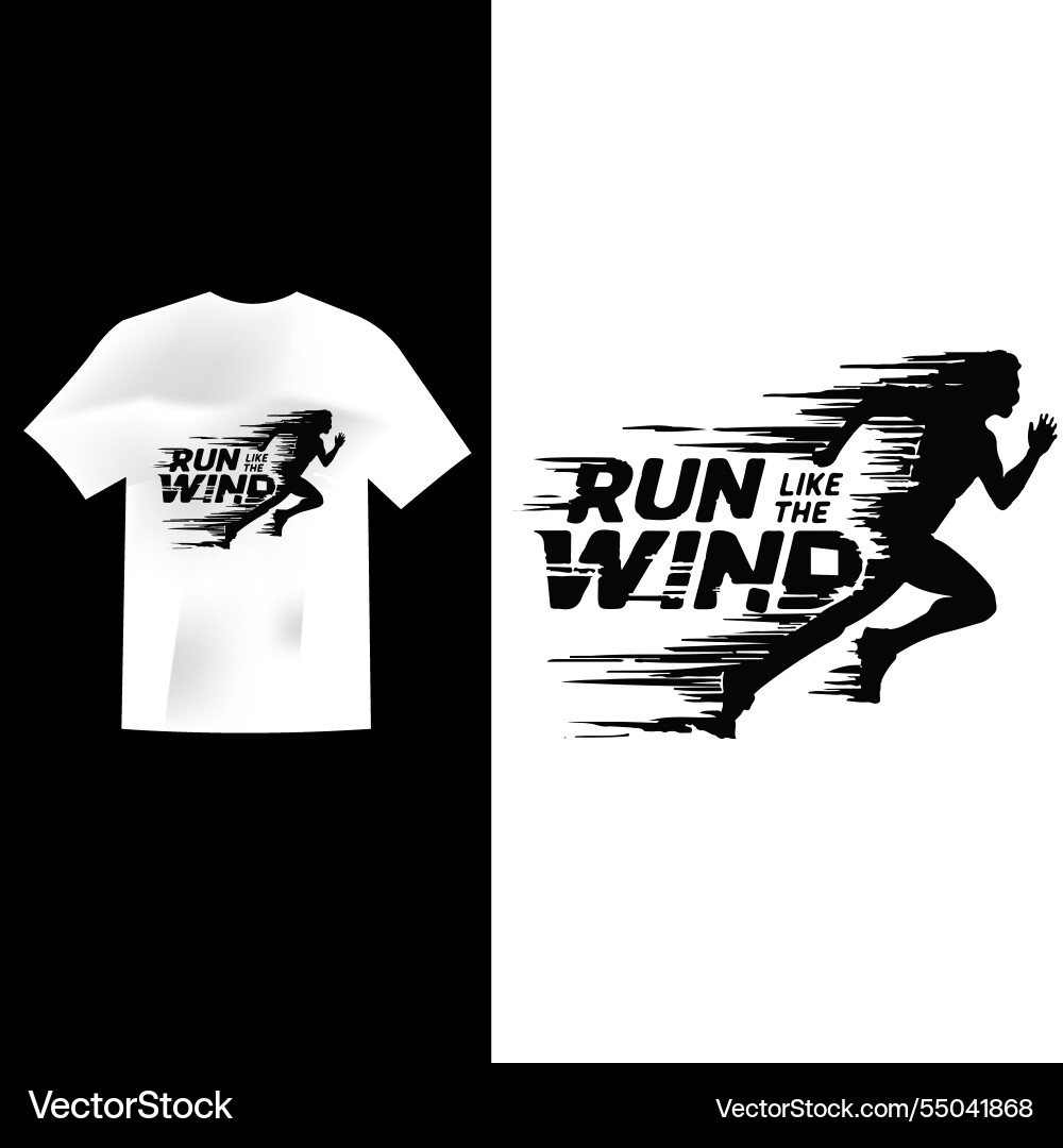 Run like the wind t-shirt design Royalty Free Vector Image