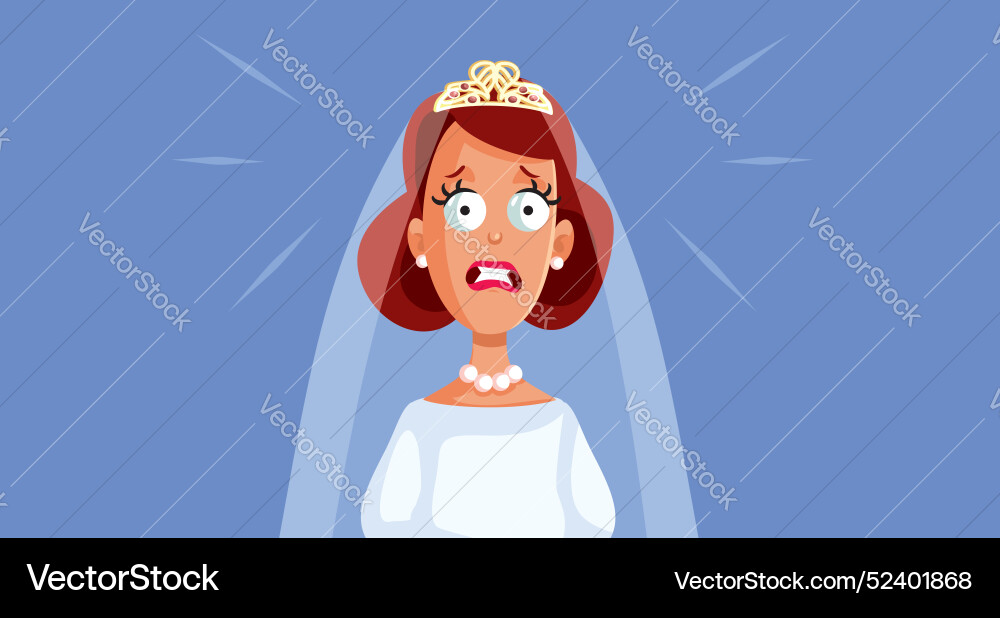 Stressed out bride feeling nervous cartoon Vector Image