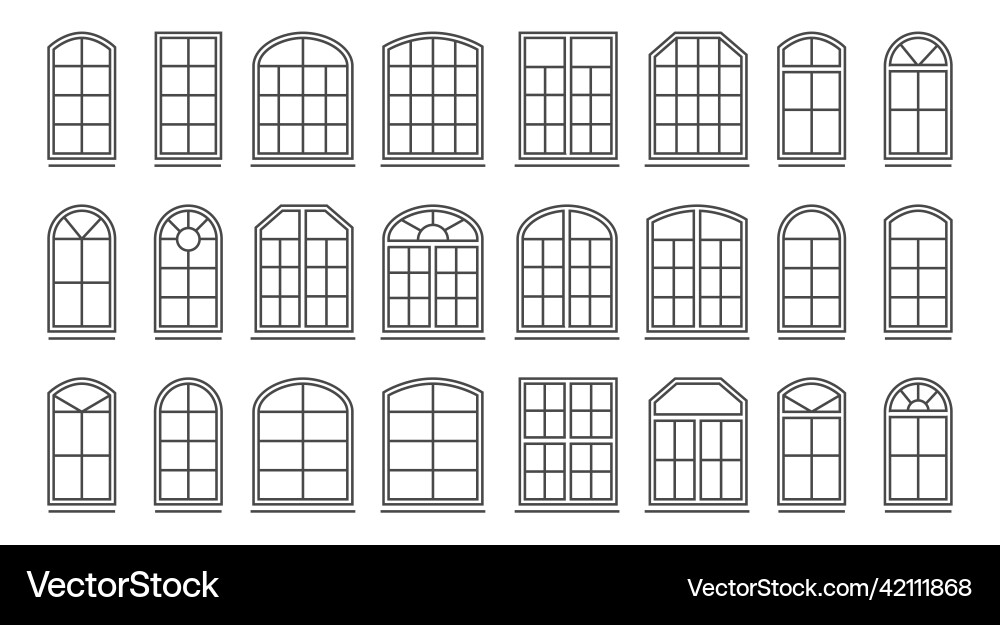 Windows outline pictograms Royalty Free Vector Image