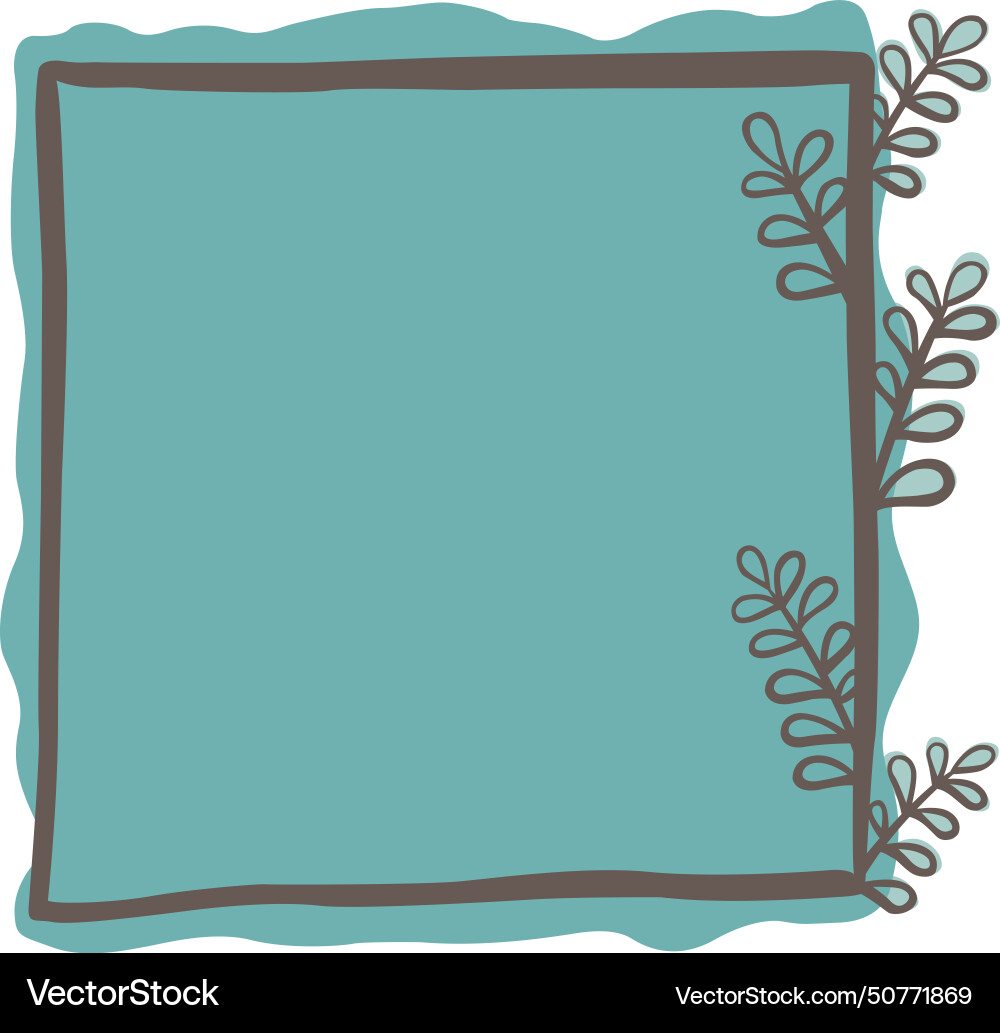 Abstract fern leaves square wreath frame Vector Image