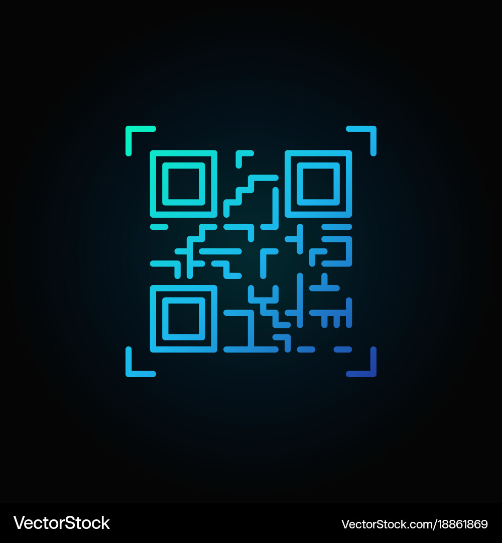 Blue qr code scanning icon or design logo Vector Image