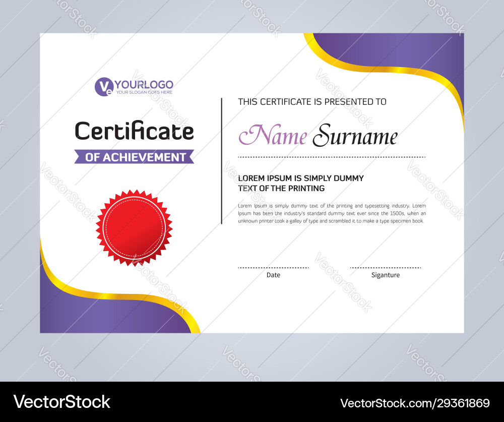 Certificate design template Royalty Free Vector Image