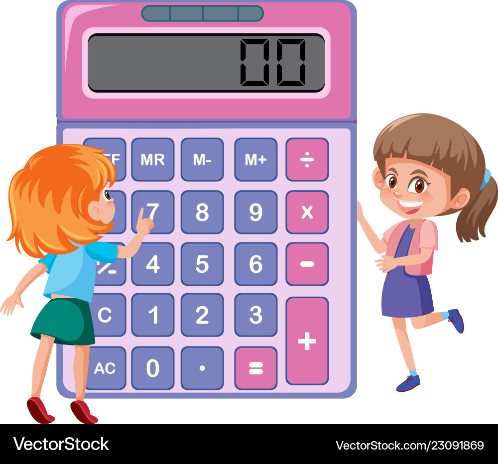 Children learning with calculator Royalty Free Vector Image