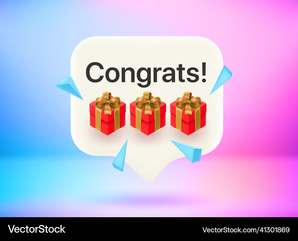 Congratulation concept chat bubble with cute Vector Image
