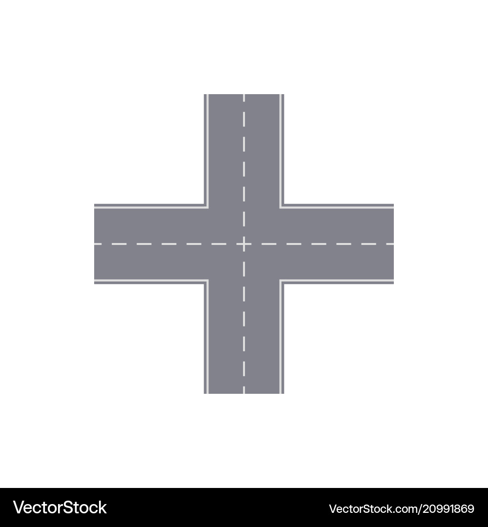 Crossroad isolated street map segment Royalty Free Vector