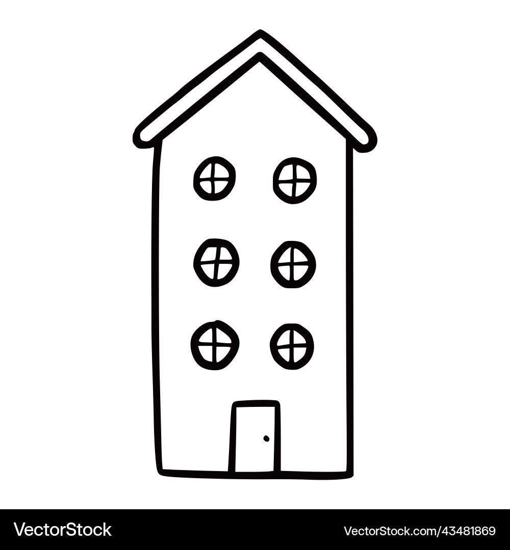 Doodle building hand drawn sketch Royalty Free Vector Image
