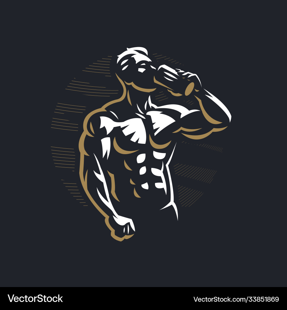Fitness man with muscles Royalty Free Vector Image