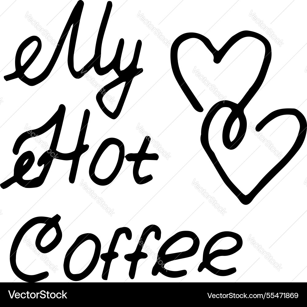 My hot coffee text lettering is decorated Vector Image