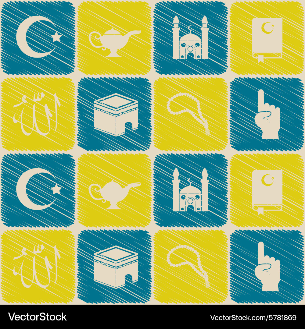 Seamless background with islamic icons Royalty Free Vector