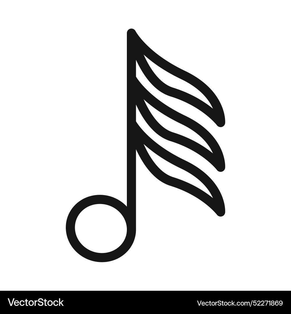 Semiquaver note icon black line art logo Vector Image