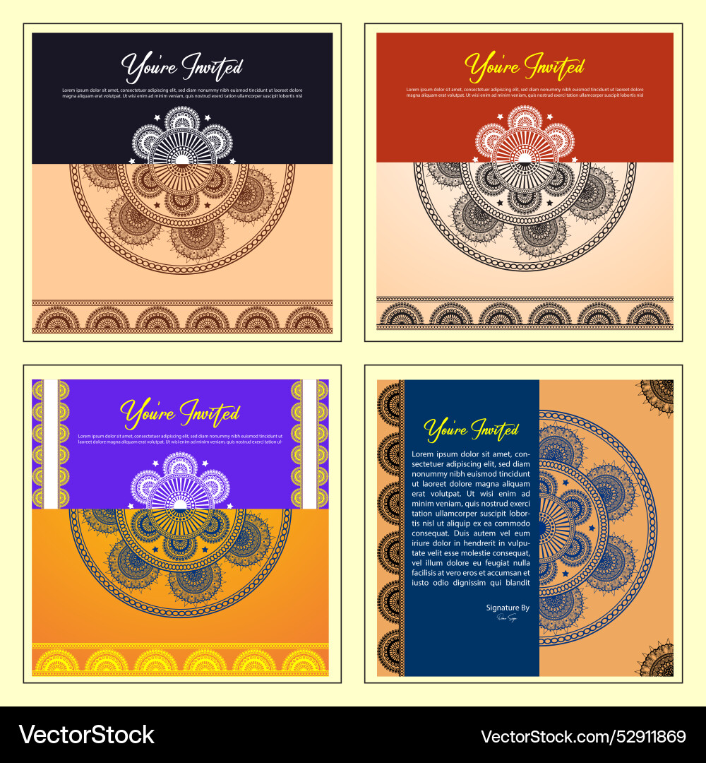 Traditional invitation card design template Vector Image