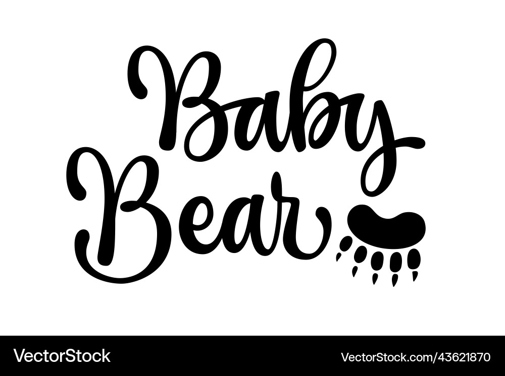 Baby bear lettering inscription Royalty Free Vector Image