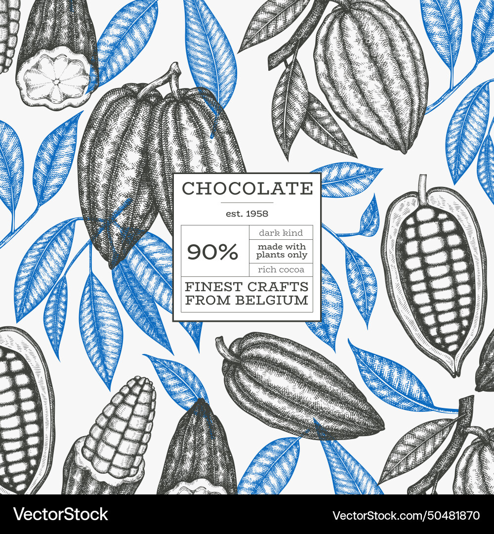 Cocoa design template chocolate beans Royalty Free Vector