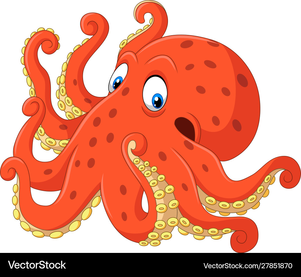 Cute octopus cartoon on white background Vector Image