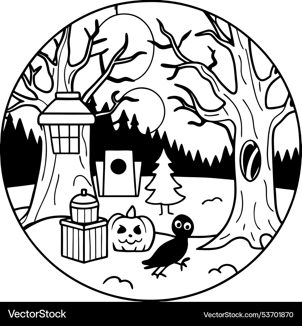 Explore the eerie fog-covered haunted forest Vector Image