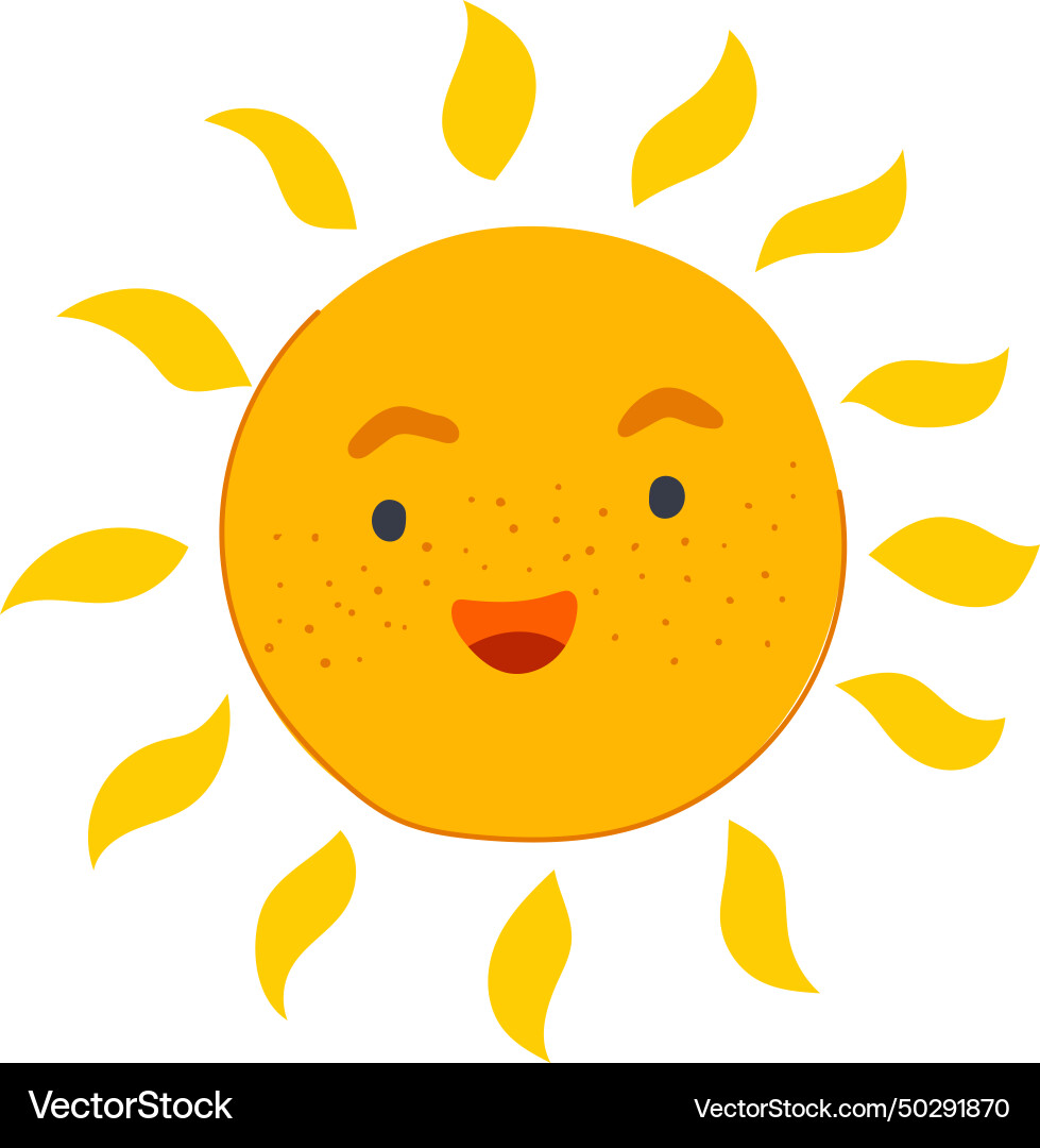 Face sun character cartoon Royalty Free Vector Image