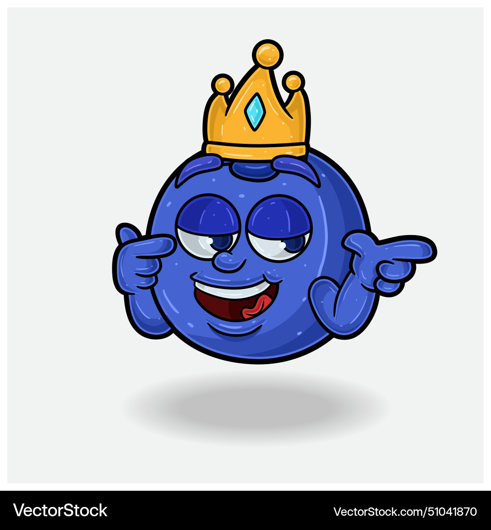 Smug expression with blueberry fruit crown mascot Vector Image
