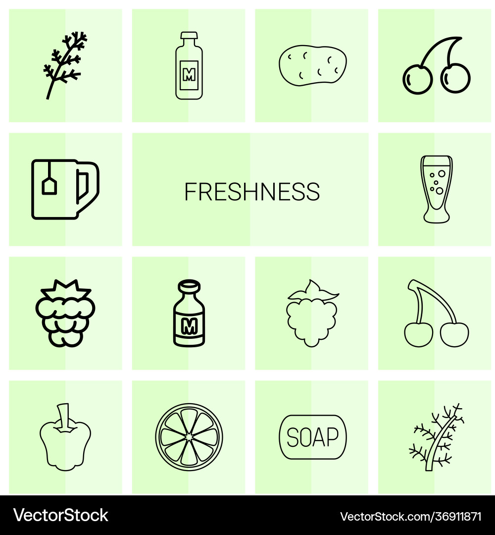 14 Frische Ikonen Lizenzfreies Vektorbild - VectorStock