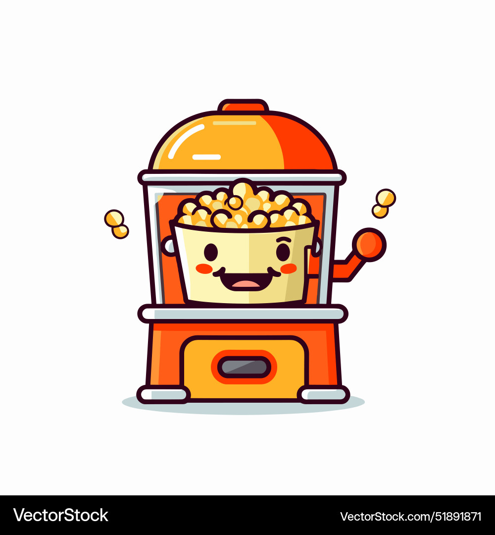 Cartoon popcorn machine with smiling Royalty Free Vector