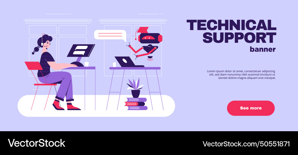 Chatbot support web banner Royalty Free Vector Image