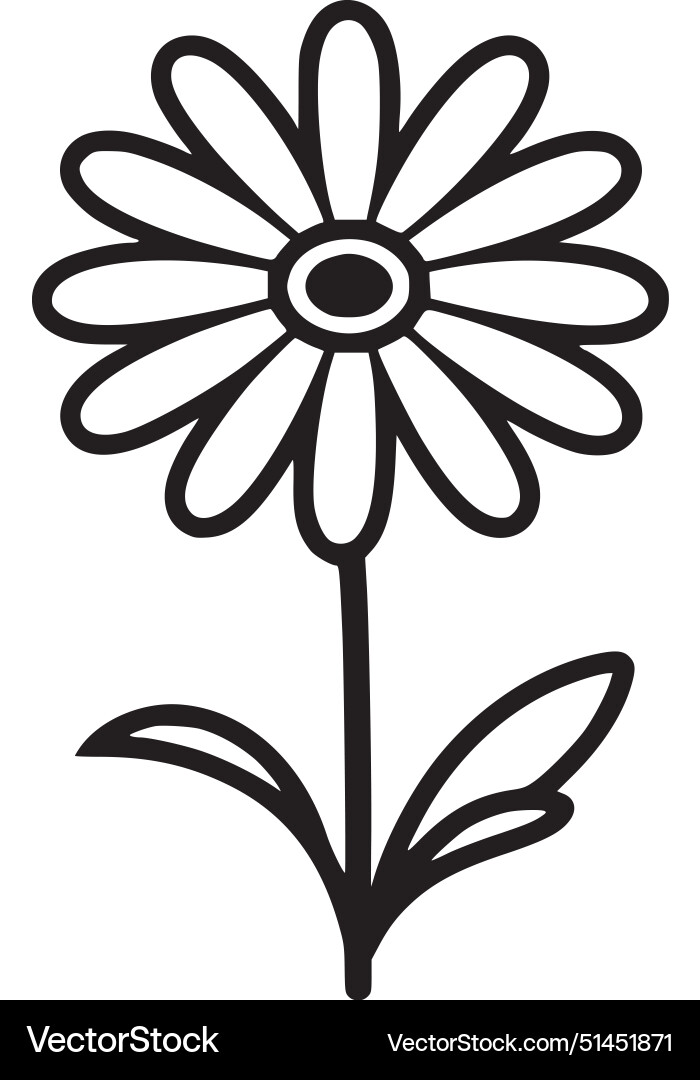Daisy - black and white Royalty Free Vector Image