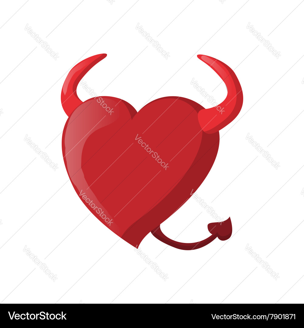 Devil heart fateful love icon cartoon style Vector Image