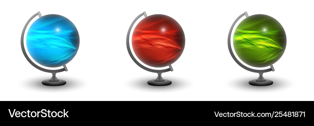 Different globe-balls in 3d Royalty Free Vector Image