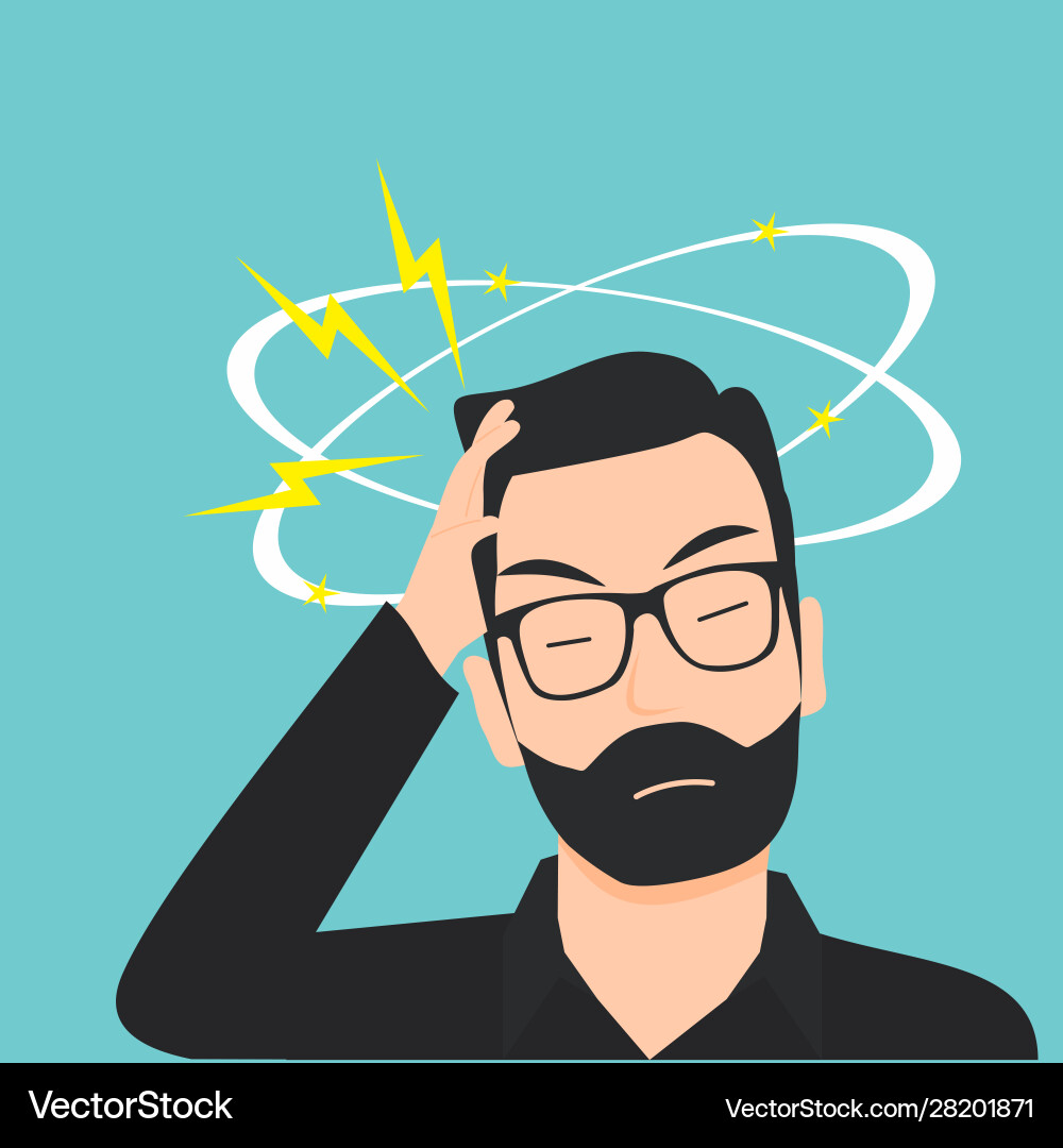 Flat dizziness man Royalty Free Vector Image - VectorStock