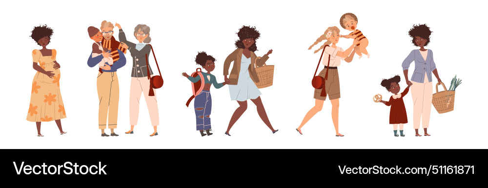 Mother and kid together as parenthood set Vector Image