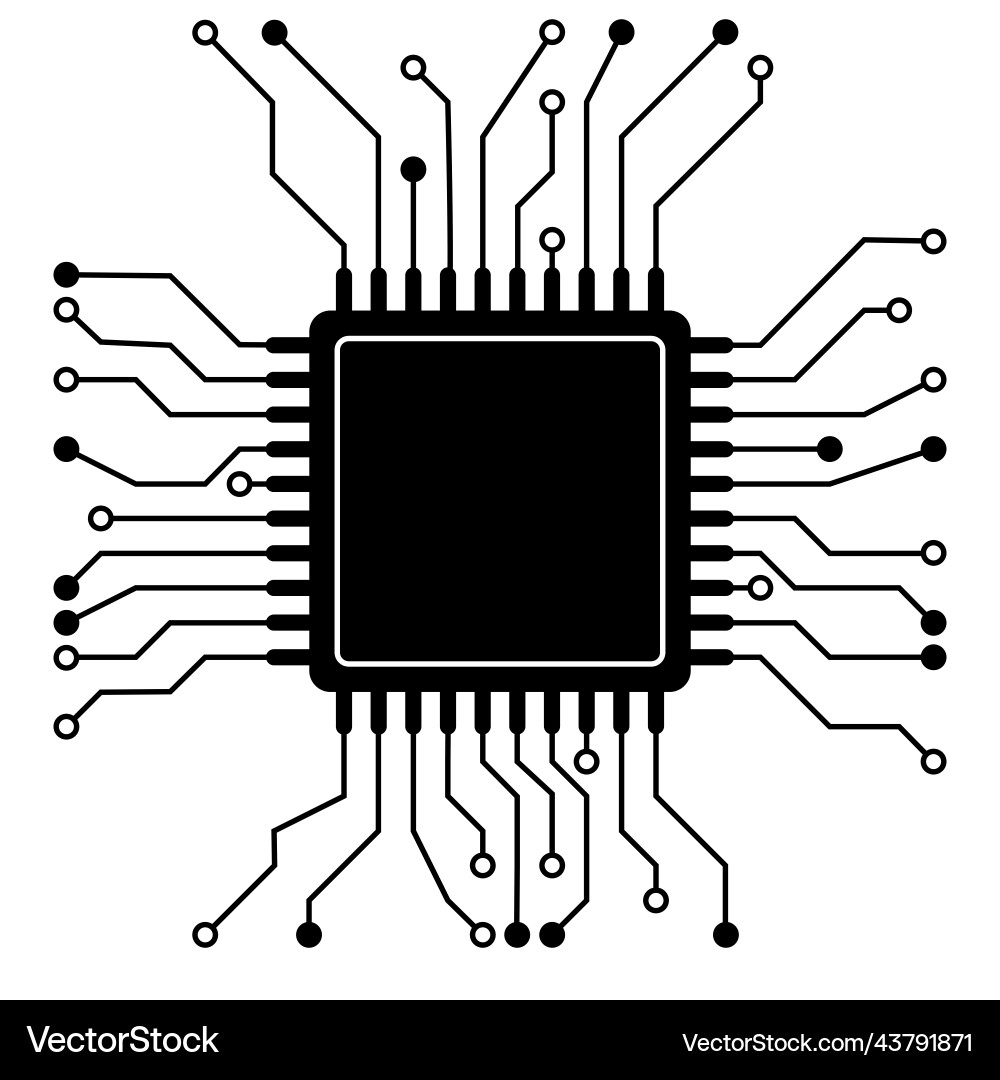 Motherboard chip central processing unit symbol Vector Image