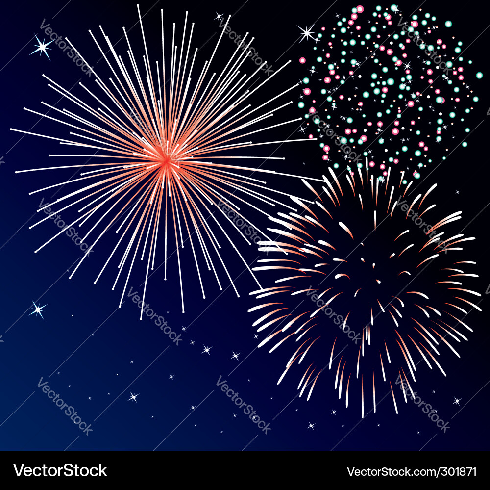 Three types of fireworks Royalty Free Vector Image