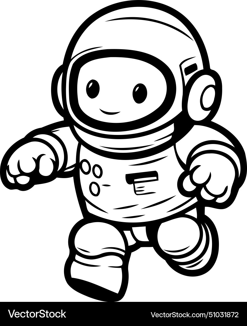 Astronaut running cute cartoon Royalty Free Vector Image