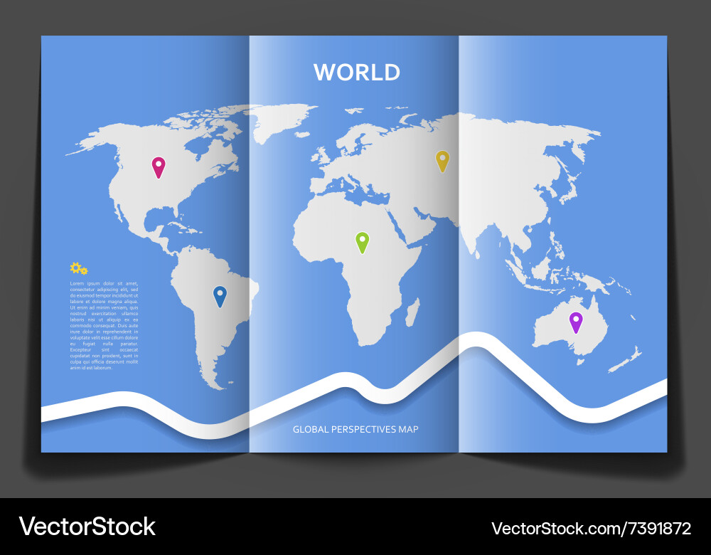 Brochure with world map Royalty Free Vector Image