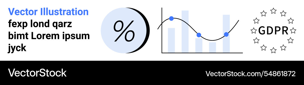 Business elements percentage data chart and gdpr Vector Image