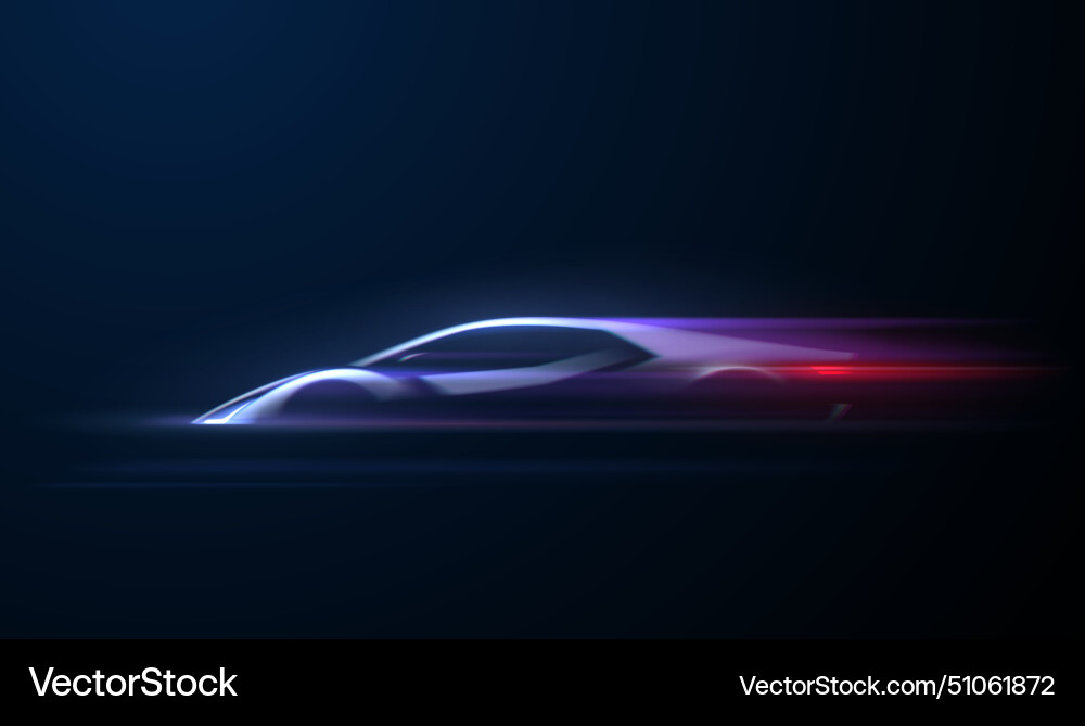 Car silhouette with motion light effect Royalty Free Vector
