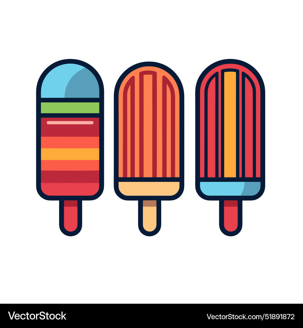 Colorful cartoon popsicle trio with different Vector Image
