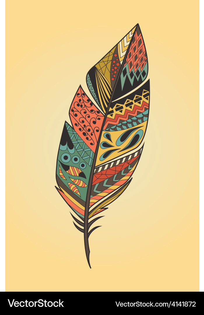 Colorful Tribal Feather Art Royalty Free Vector Image