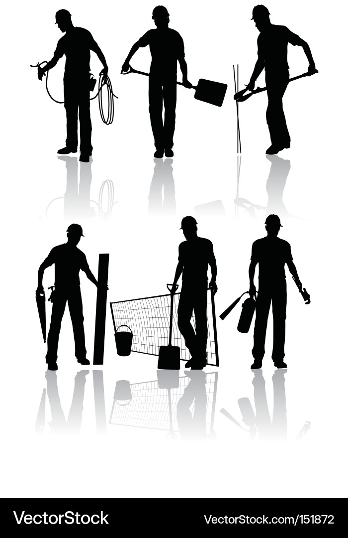 Construction Worker Silhouettes Royalty Free Vector Image