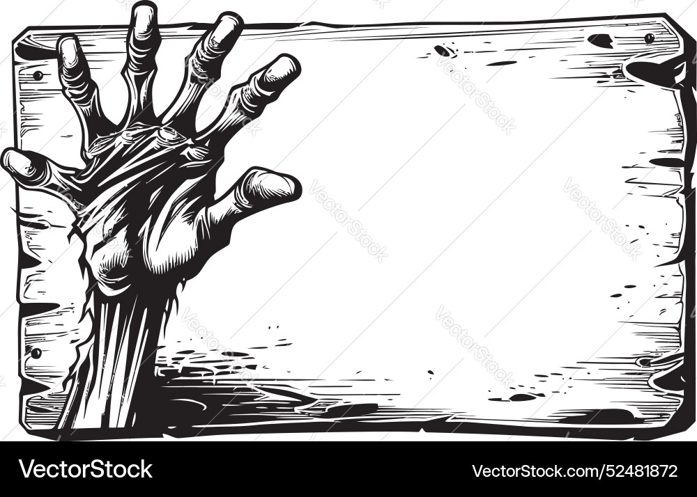 Decomposing directive zombie hand signboard logo Vector Image