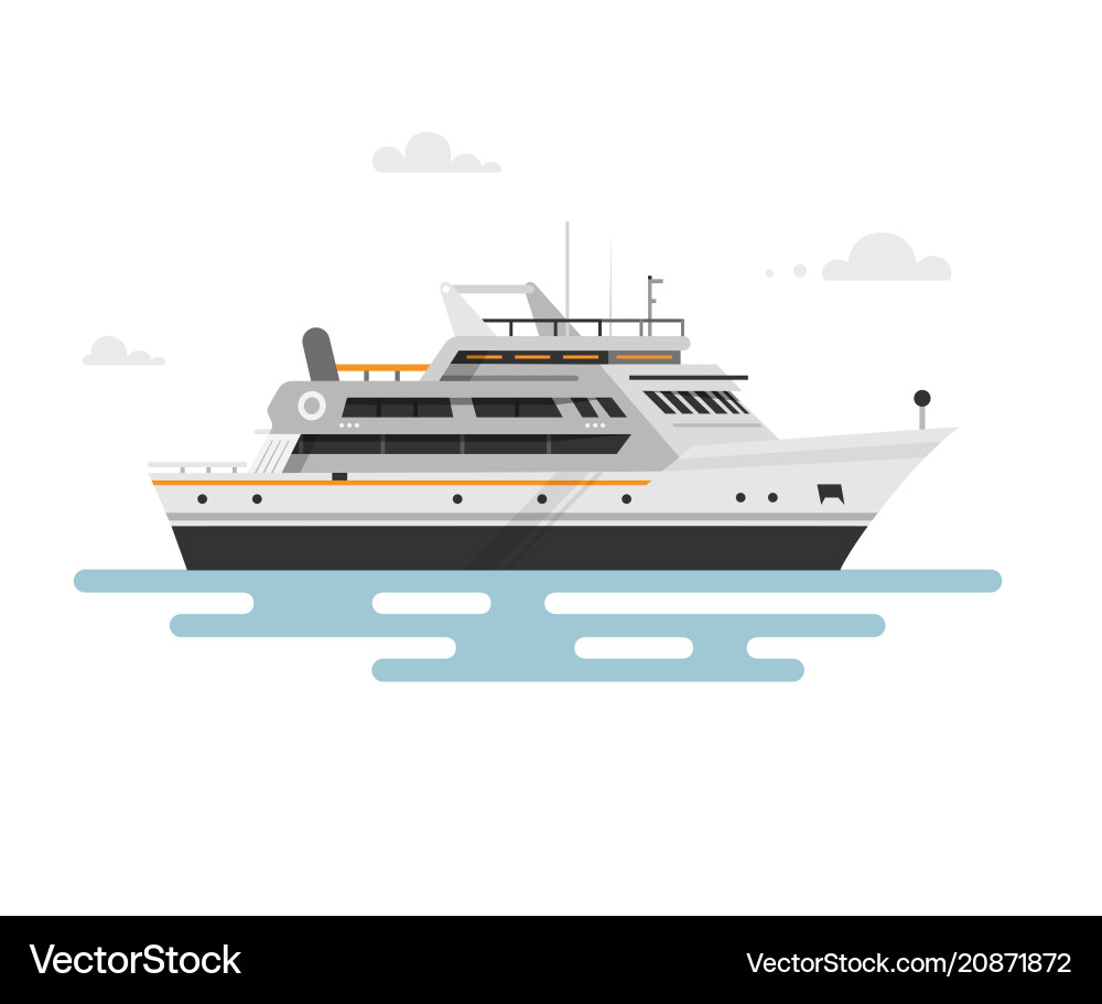Flat motor yacht boat Royalty Free Vector Image