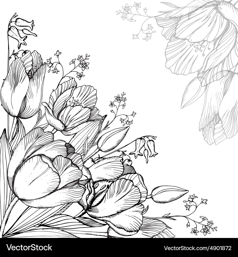 Floral Spring Background with Tulips Royalty Free Vector