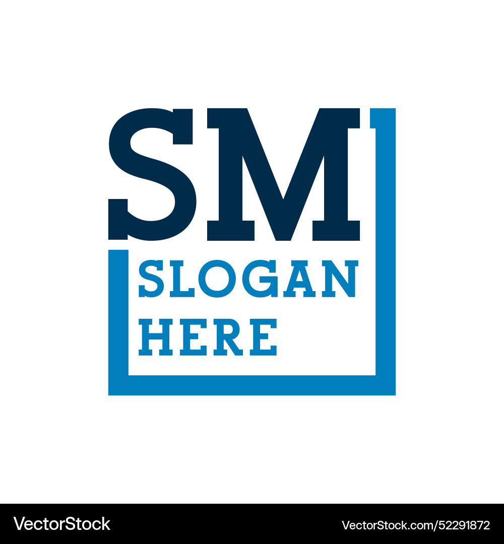 Minimal initials logo letters s and m sm initial Vector Image