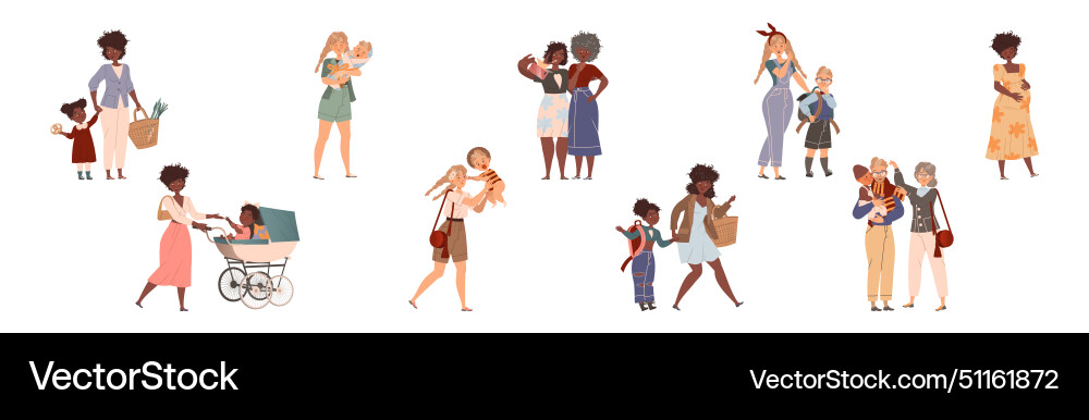 Mother and kid together as parenthood set Vector Image