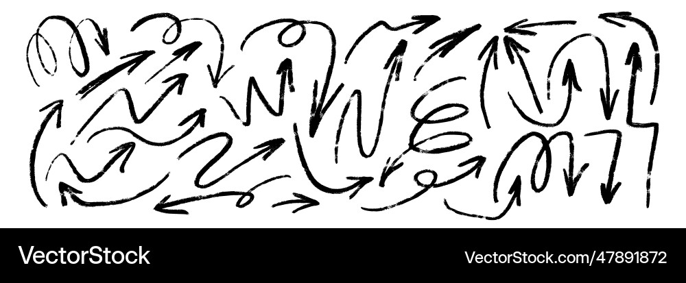 Pencil arrows hand drawn in charcoal scribbling Vector Image