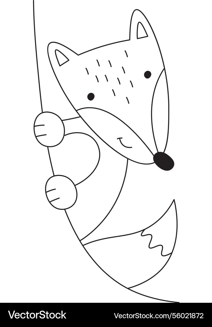 Smiling fox peeking from tree Royalty Free Vector Image