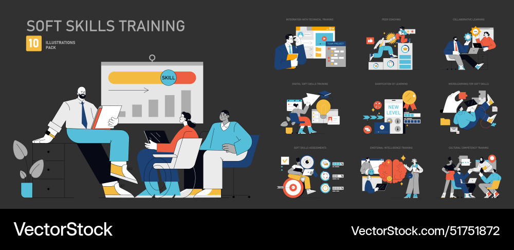 Soft skills training flat Royalty Free Vector Image