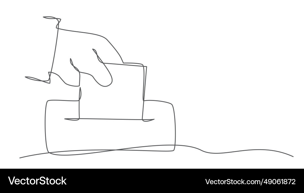 Vote one line drawing isolated on white background