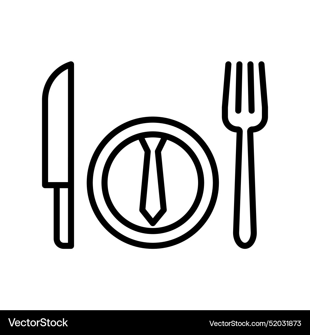 Business lunch dinner linear logo mark in black Vector Image