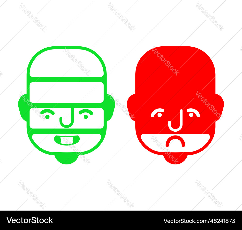 Charging battery man face high and low Royalty Free Vector