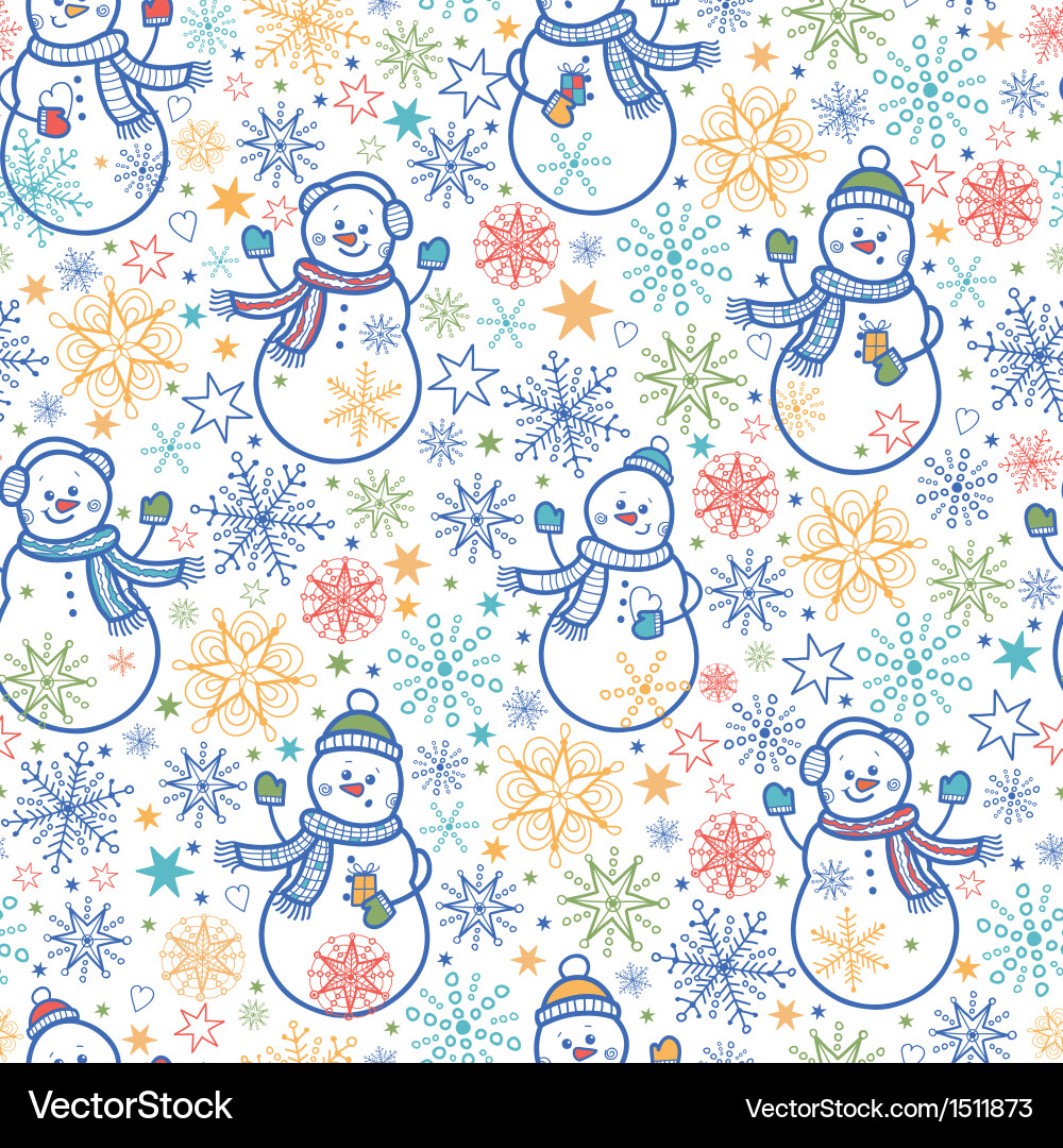Cute snowmen seamless pattern background Vector Image